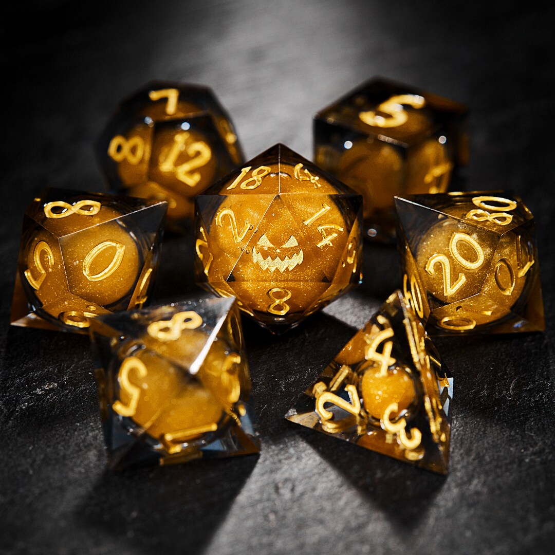 Orange Sand Liquid Core Halloween Pumpkin Dice Set - Etsy