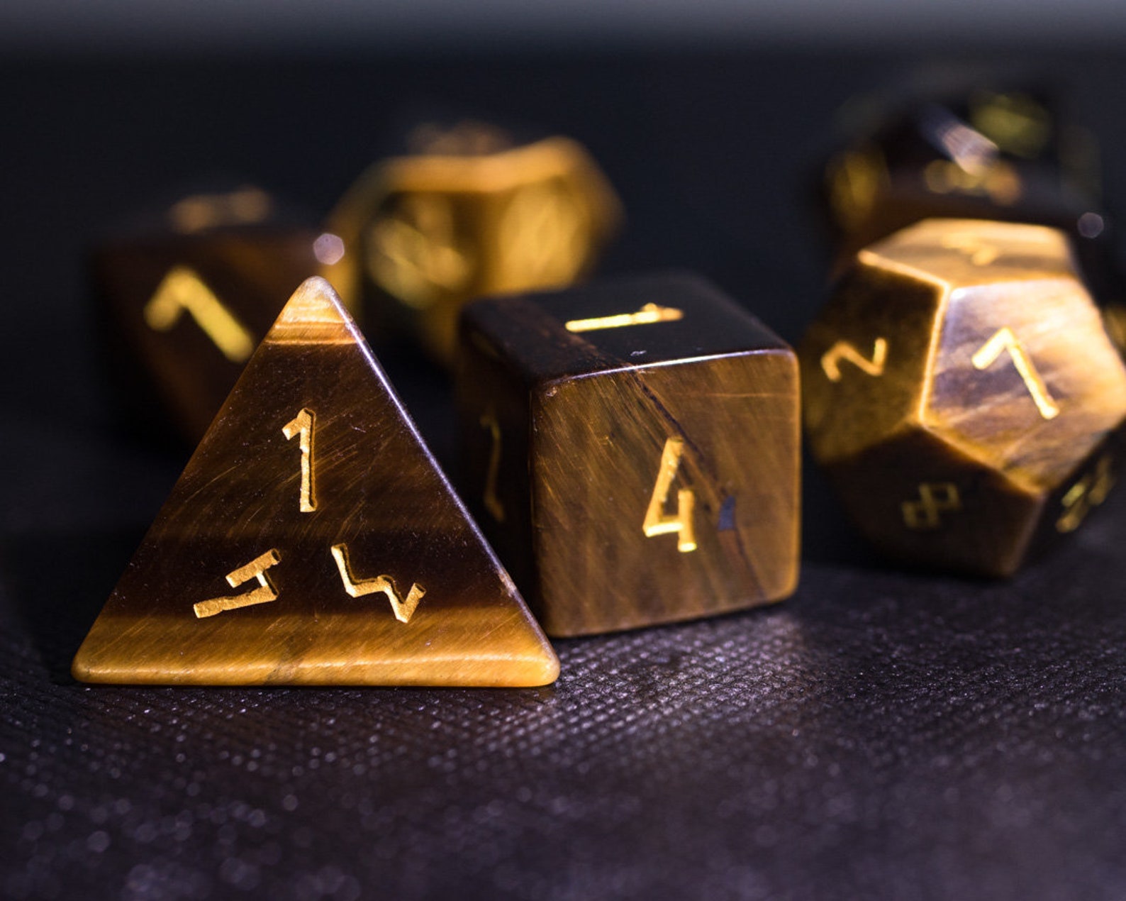 Tiger's-eye Gemstone DnD Dice Set All Number Dice | Etsy