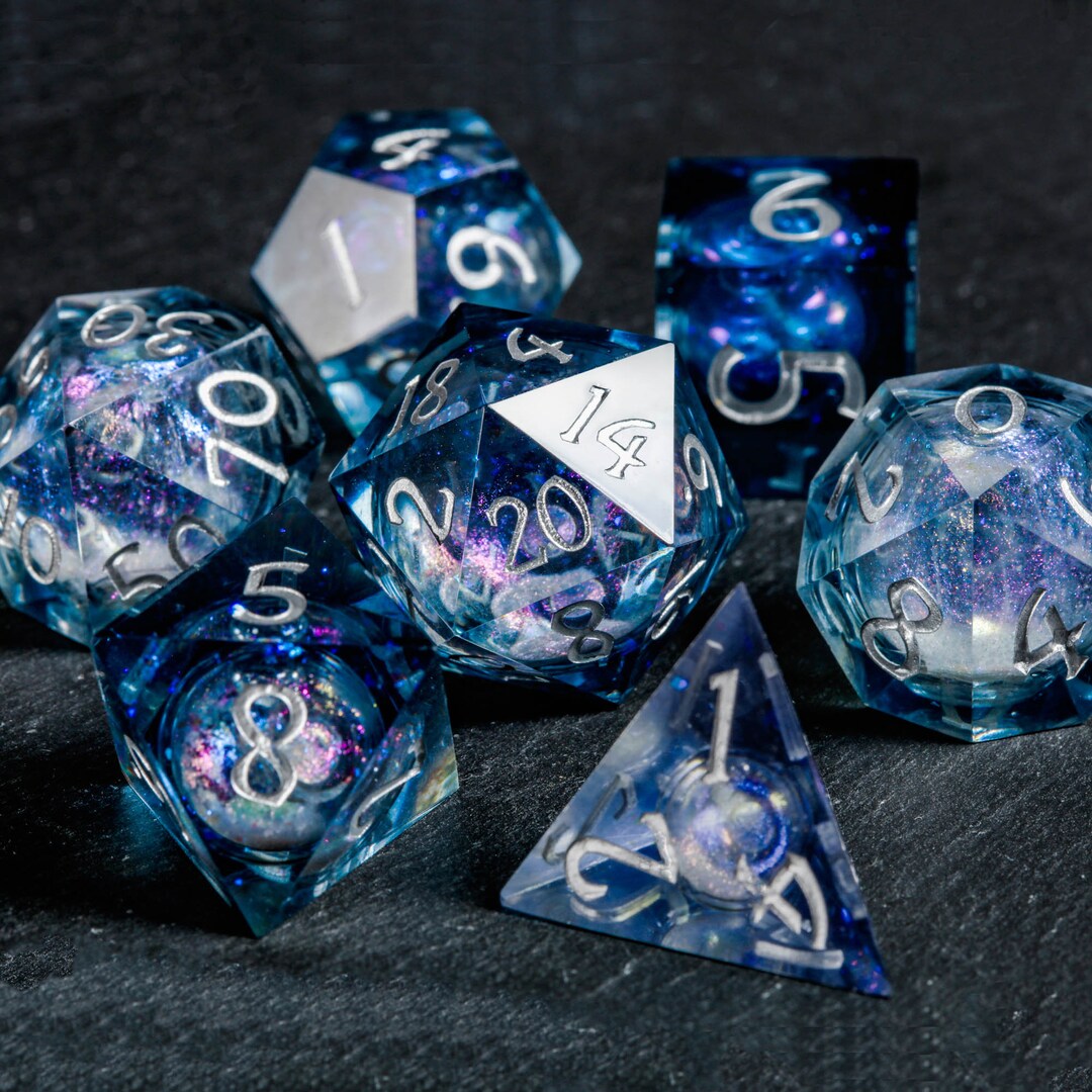 Dark Blue Liquid Core Resin Galaxy Dice Set - Etsy