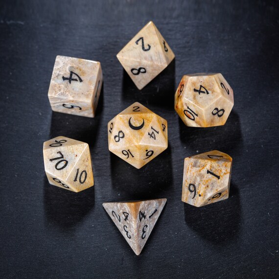 Dice Coral Fossil Gemstone DnD Dice Set Kanji Dice Games & Puzzles Toys ...