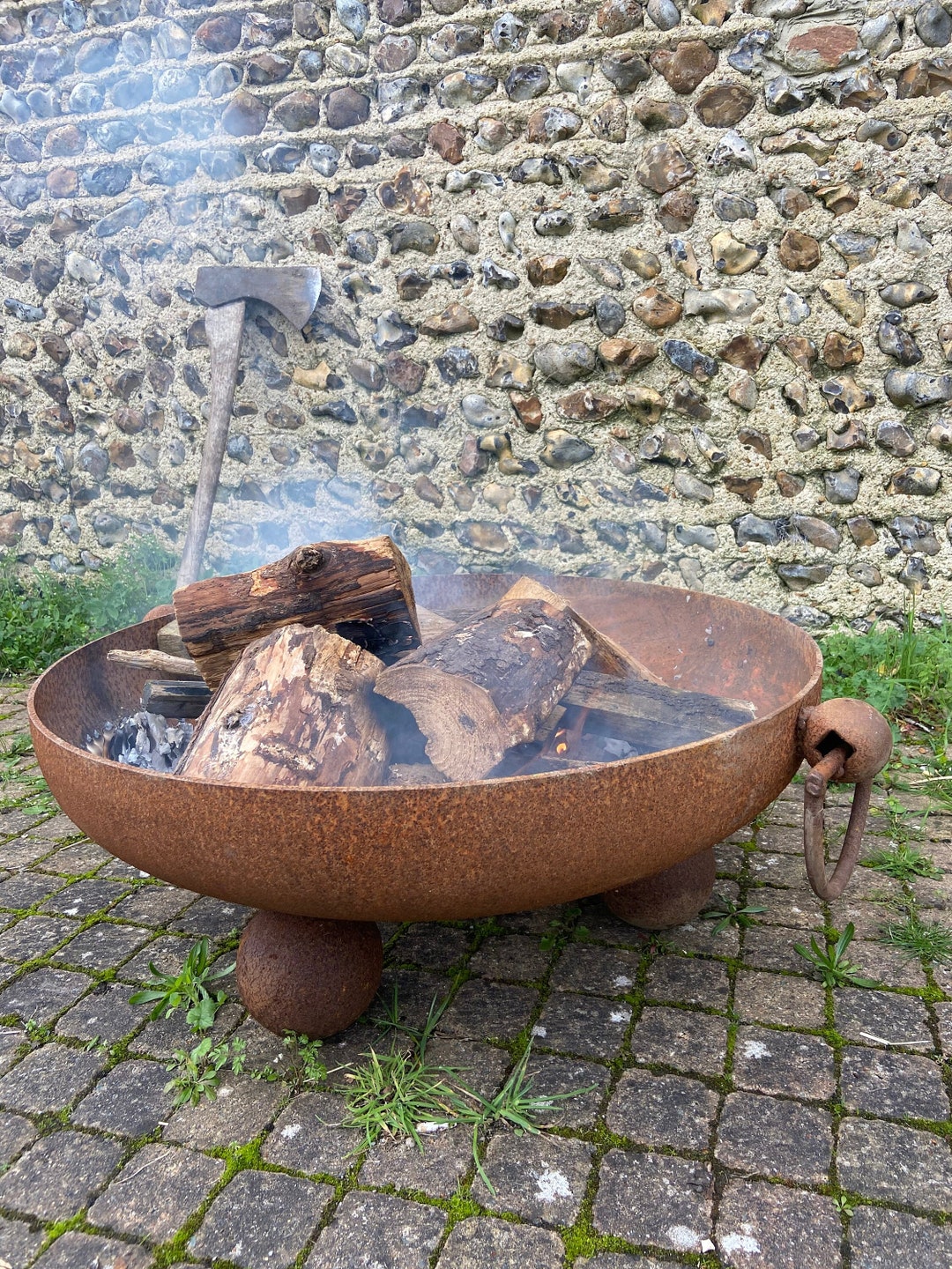 Fire Pit, Fire Bowl Extra Large 88cm, Rusted Steel Strong and Sturdy - Etsy