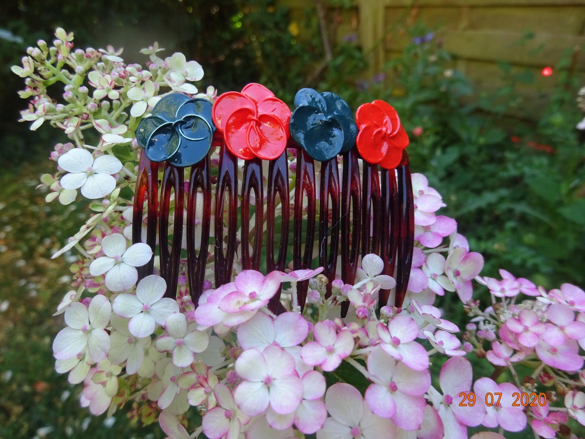 Comb for Orange and Green-blue Floral Hair - Etsy Canada