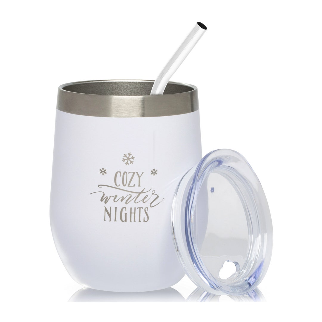 Cute Winter Tumbler, Insulated Holiday Tumbler Cup With Straw & Lid ...