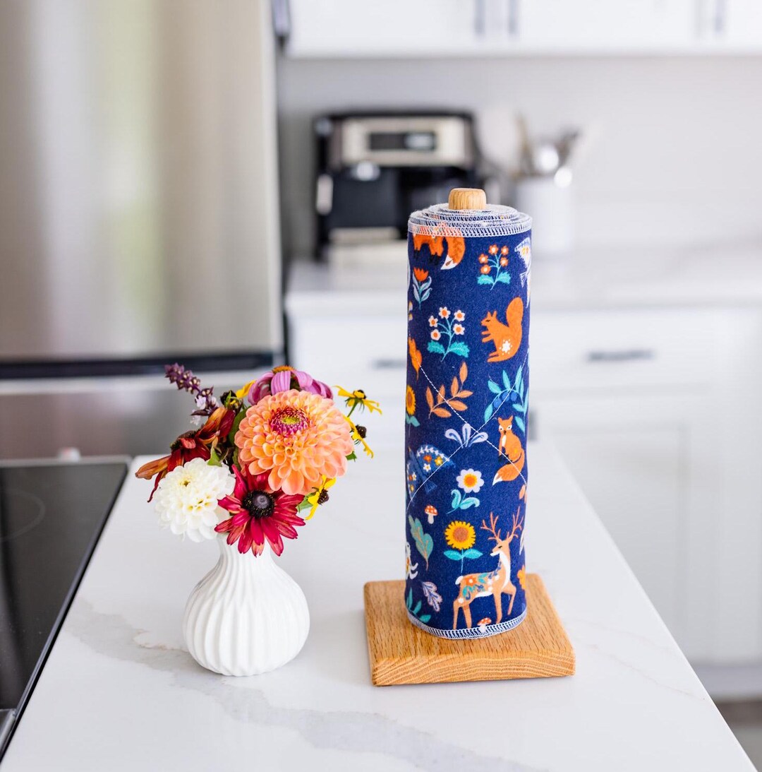 Fall Forest Reusable Paper Towels | Navy Blue Kitchen Towels | Cloth ...