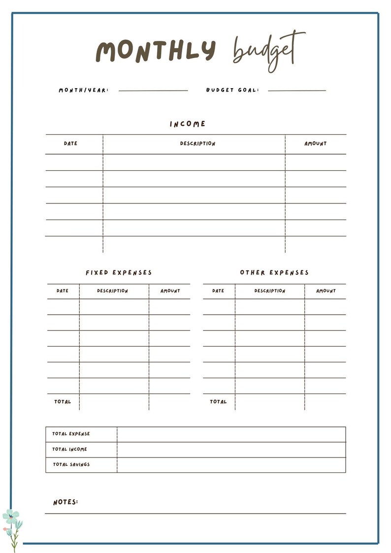 Printable Monthly Budget Planner. - Etsy Canada