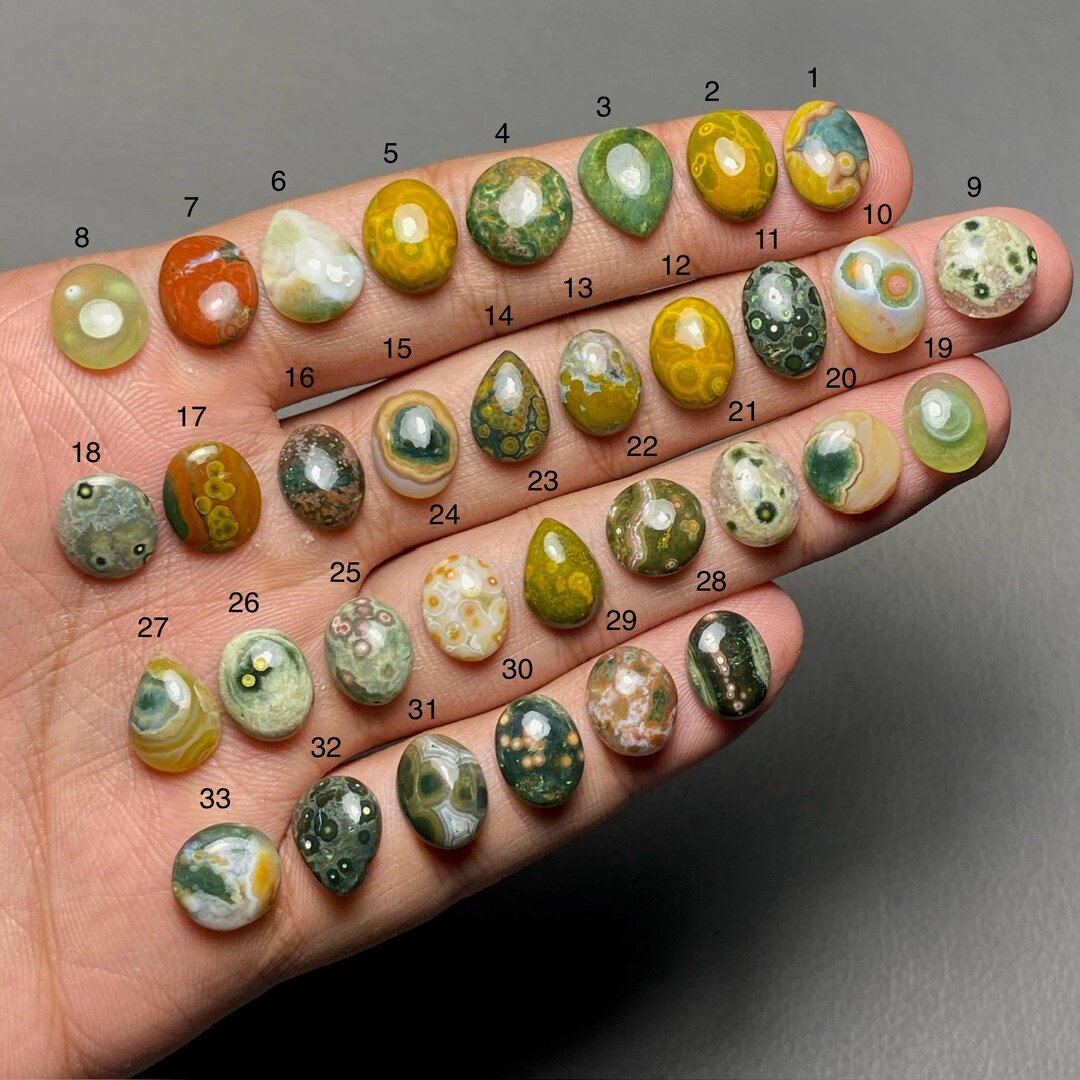 Orbicular Ocean Jasper A One Quality 100% Natural Ocean Jasper Cabochon ...