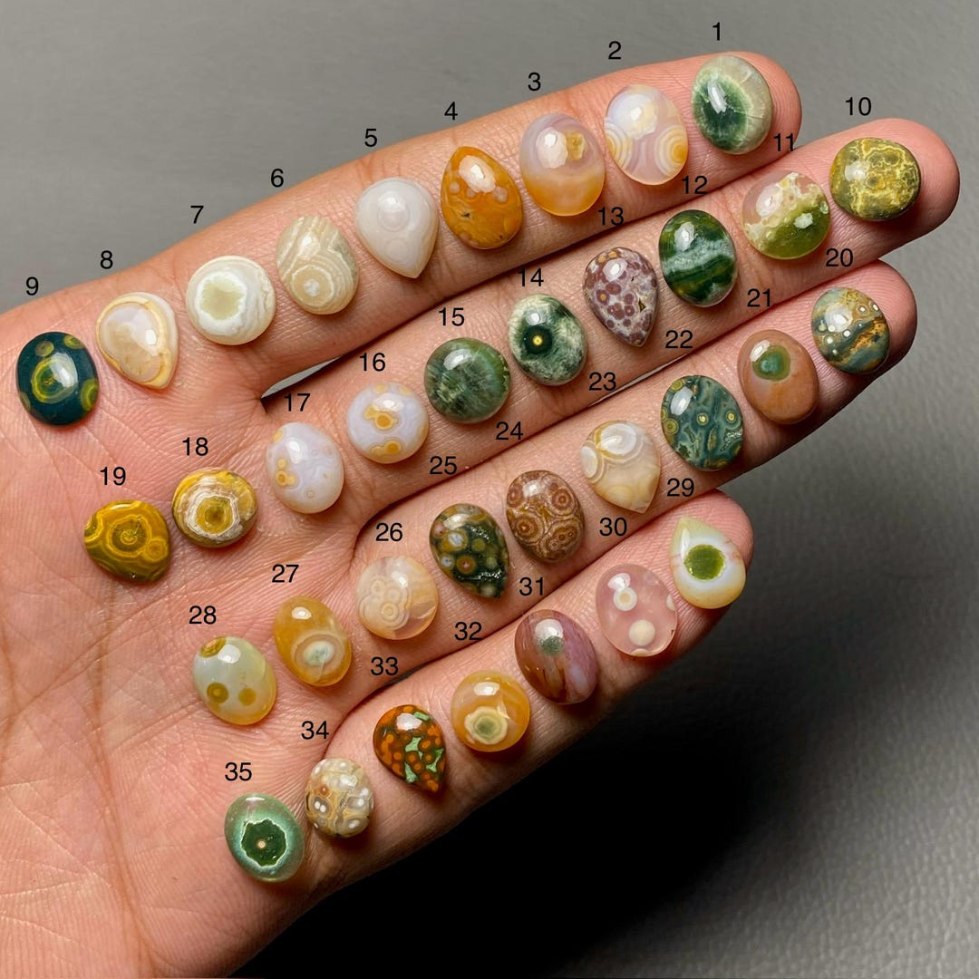 Orbicular Ocean Jasper A One Quality 100% Natural Ocean Jasper Cabochon ...