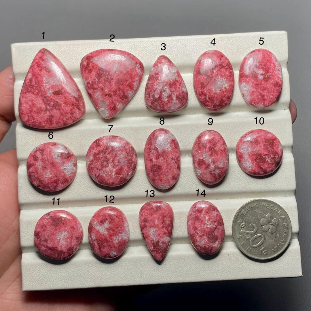 Pink Thulite A One Quality 100% Natural Pink Thulite Cabochon Loose Gemstone for Making Jewelry ...