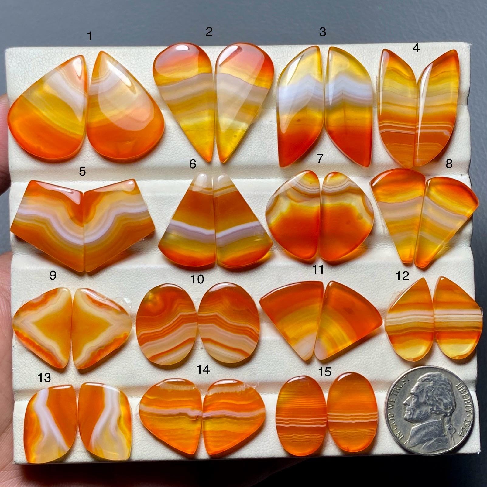 Red Banded Agate Pair A One Quality 100% Natural Banded Agate Cabochon ...