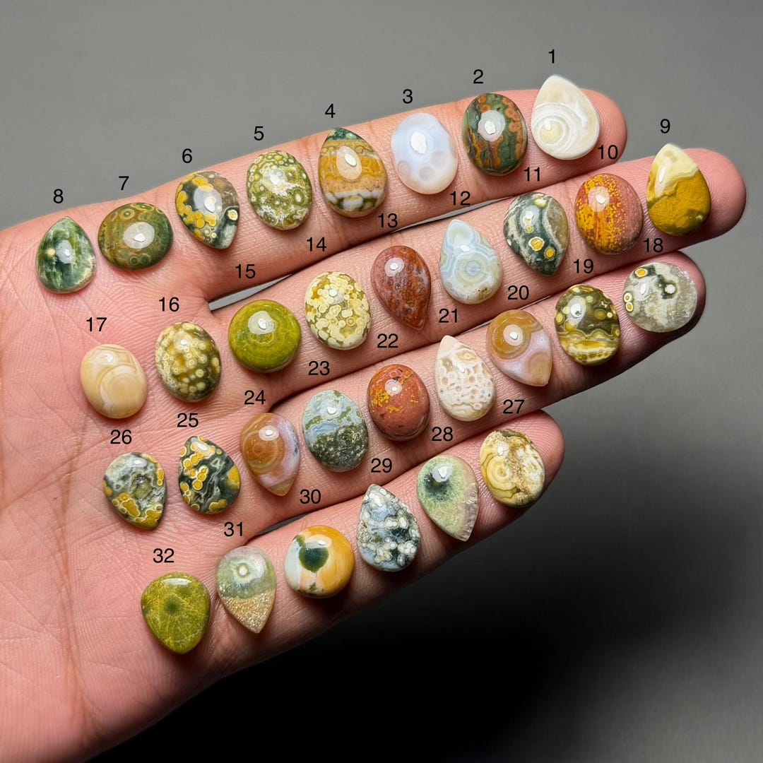 Orbicular Ocean Jasper A One Quality 100% Natural Ocean Jasper Cabochon ...