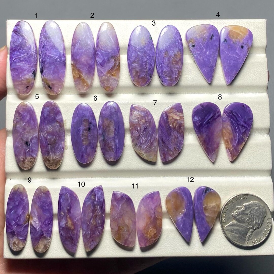Bi - Color Charoite Pair A One Quality 100% Natural Charoite Cabochon ...