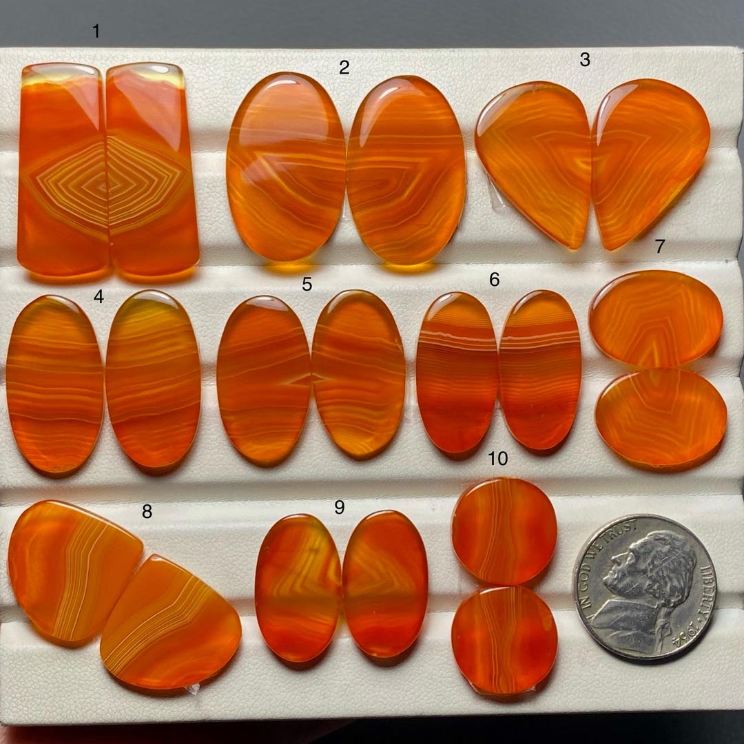 Red Banded Agate Pair A One Quality 100% Natural Banded Agate Cabochon ...