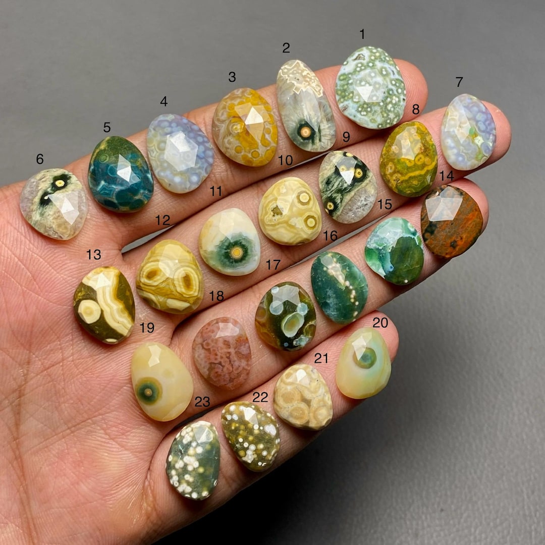 Orbicular Ocean Jasper Rose Cut A One Quality 100% Natural Ocean Jasper ...