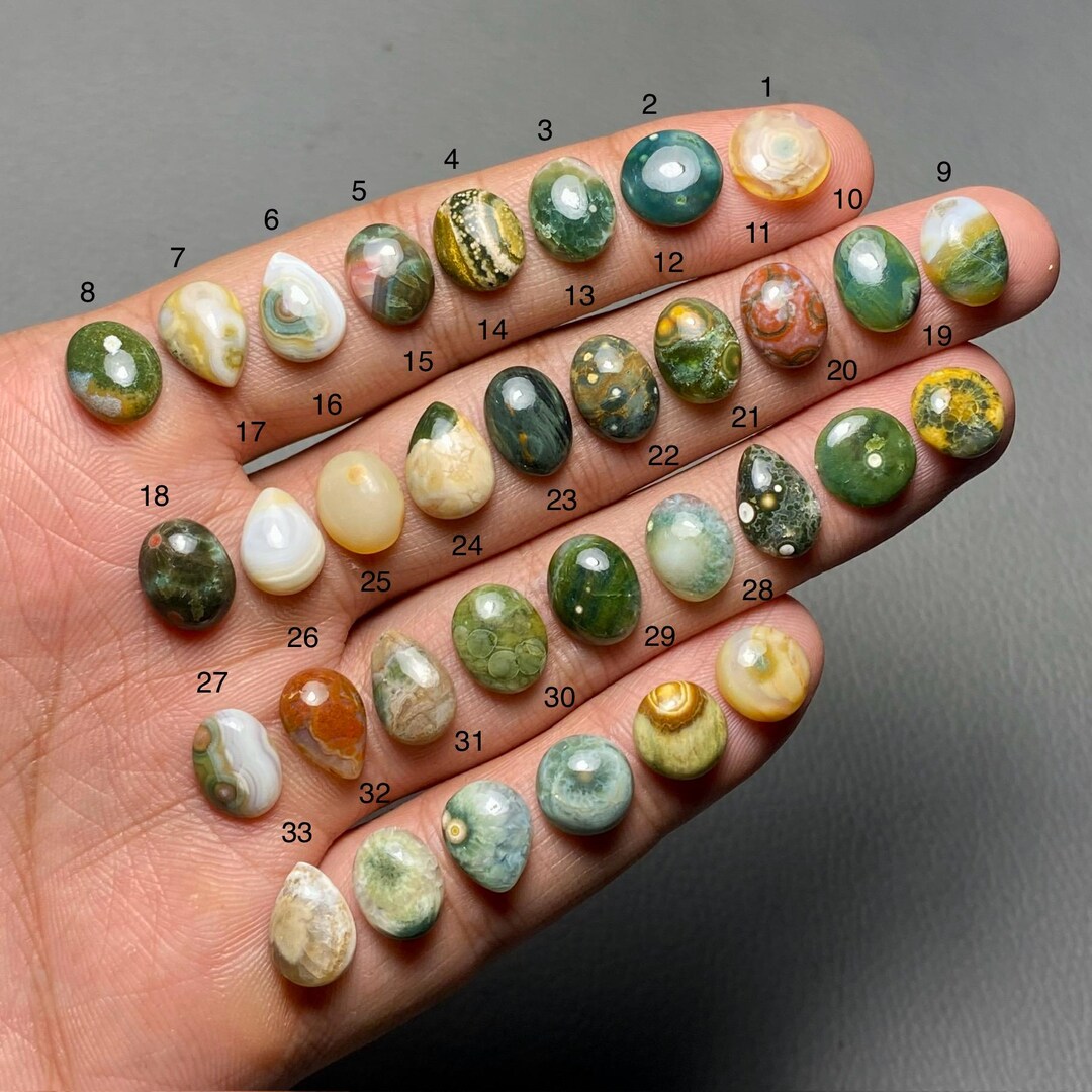 Orbicular Ocean Jasper A One Quality 100% Natural Ocean Jasper Cabochon ...