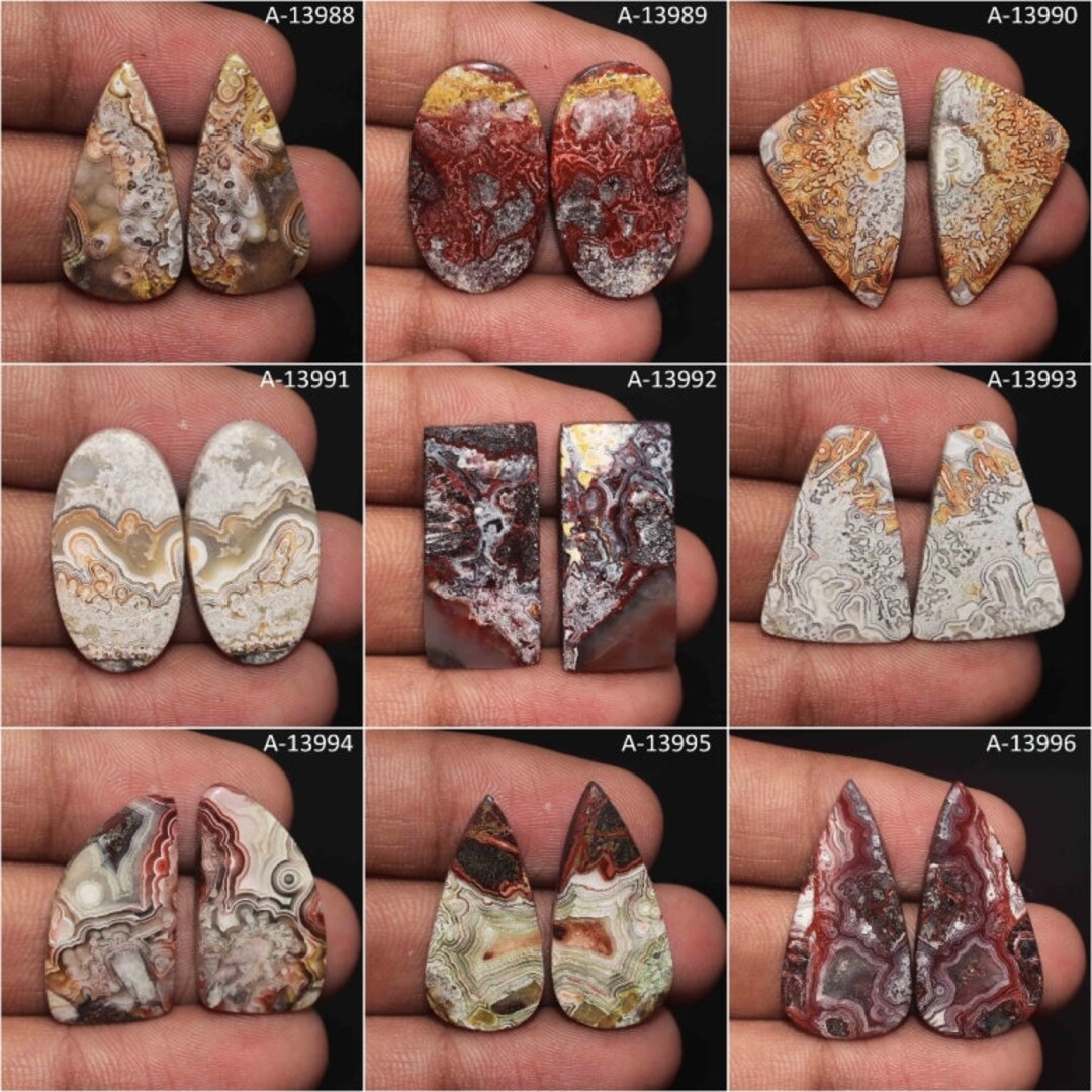 Impressive AAA Quality Crazy Lace Agate Pair Cabochon Agate - Etsy