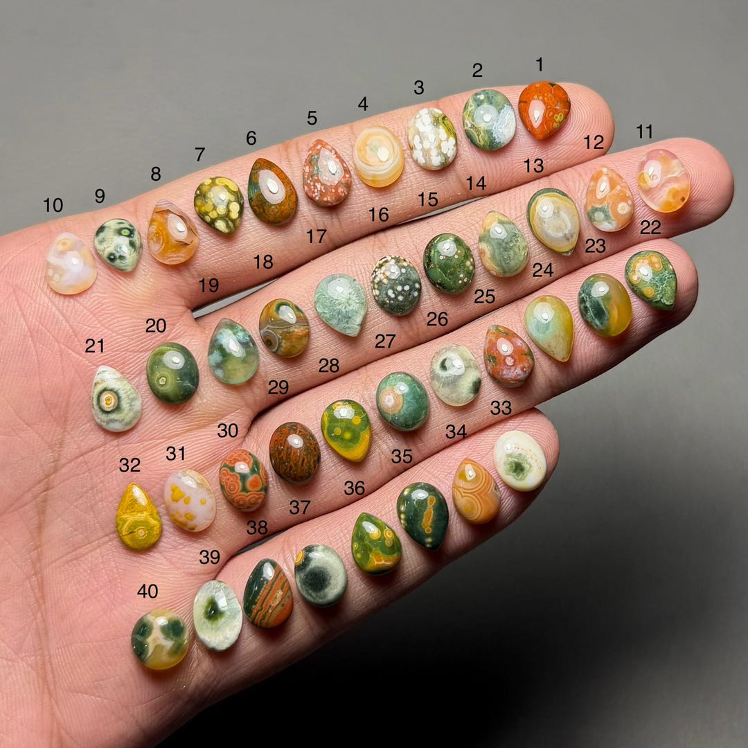 Orbicular Ocean Jasper A One Quality 100% Natural Ocean Jasper Cabochon ...