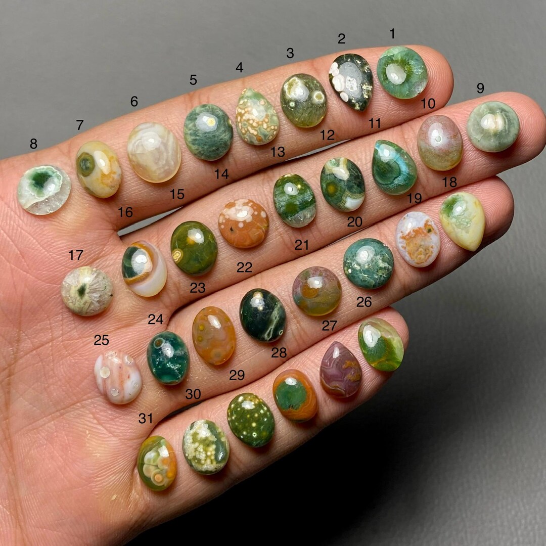 Orbicular Ocean Jasper A One Quality 100% Natural Ocean Jasper Cabochon ...