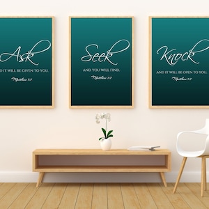 Ask Seek Knock, Matthew 7:7, Christian Wall Decor, Printable Art ...