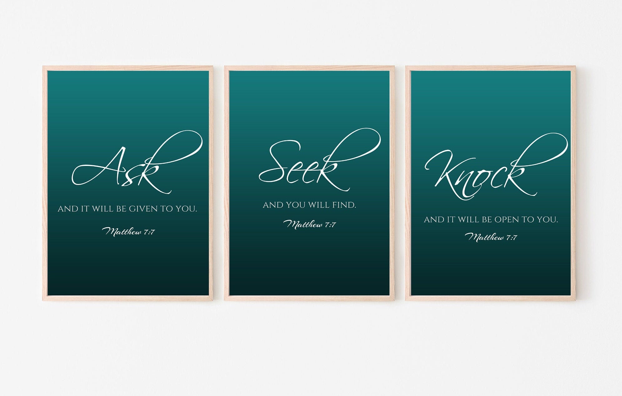 Ask Seek Knock Matthew 7:7 Christian Wall Decor Printable | Etsy