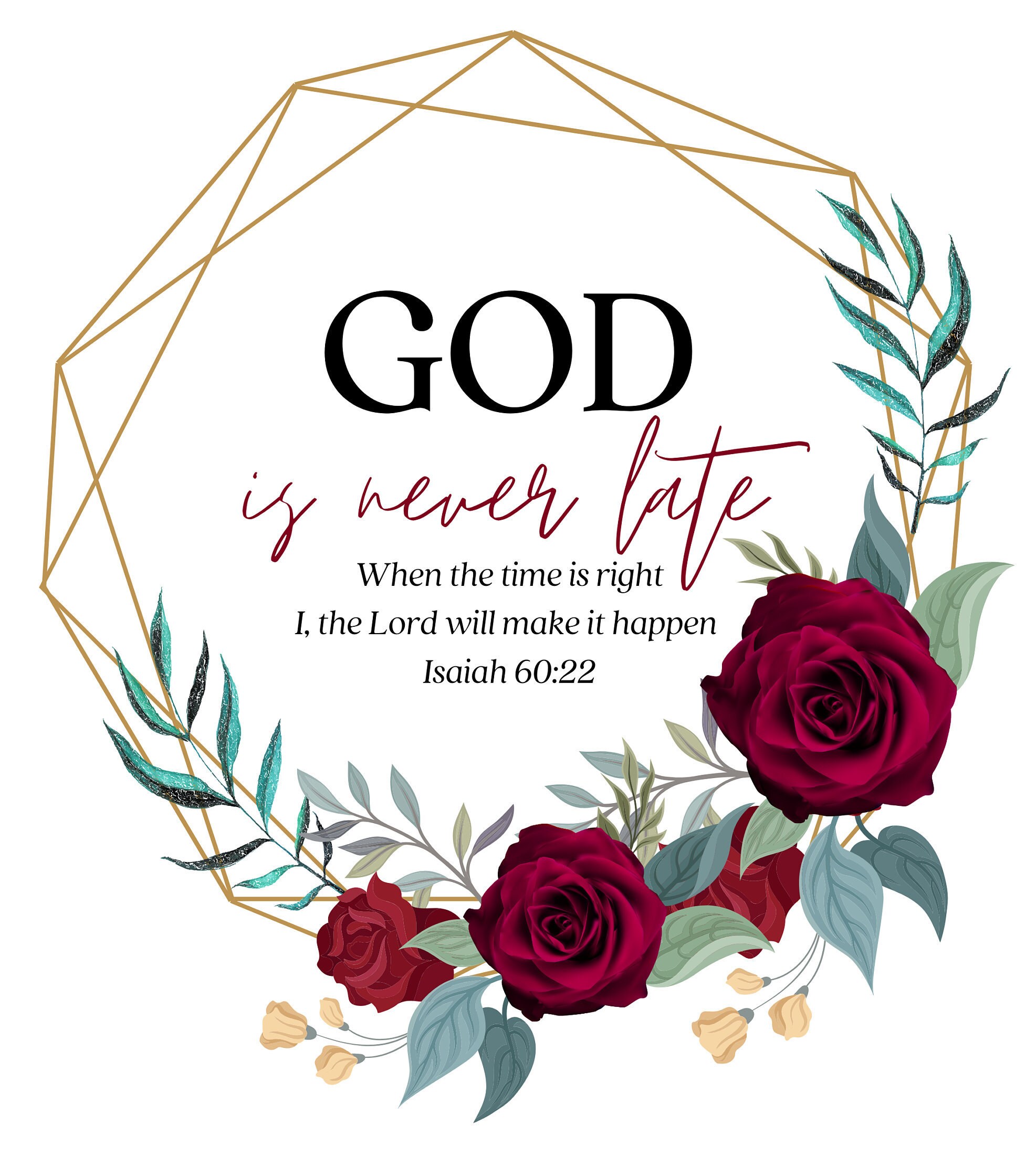 God is Never Late, Isaiah 60:22, Christian Wall Décor, Bible Artwork ...