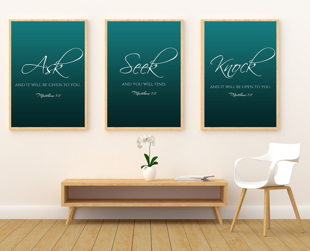Ask Seek Knock, Matthew 7:7, Christian Wall Decor, Printable Art ...