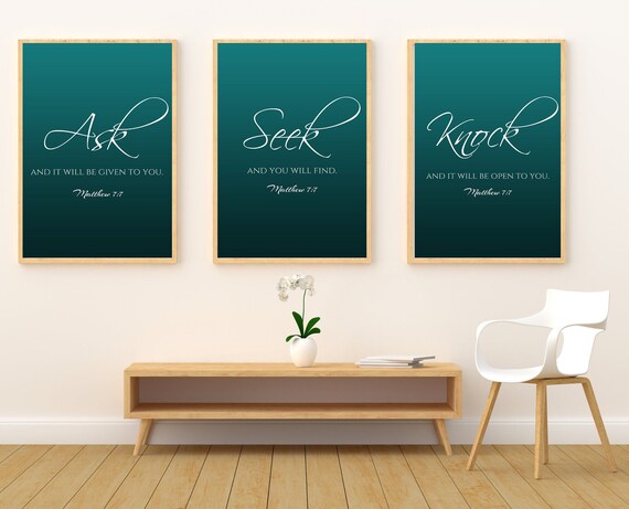 Ask Seek Knock Matthew 7:7 Christian Wall Decor Printable | Etsy