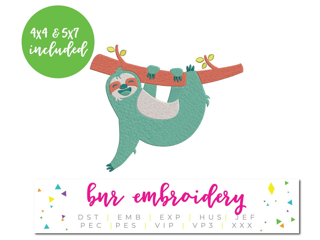 Sloth Embroidery Design, Animal Embroidery Design, Embroidery Pattern ...