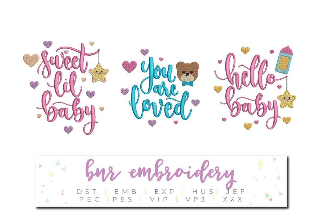 Baby Embroidery Designs, Nursery Embroidery Designs, 3 Designs ...