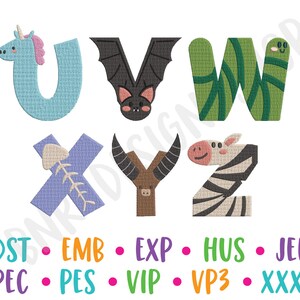 Animal Alphabet Machine Embroidery Design Bundle | Cute A-Z Animal ...