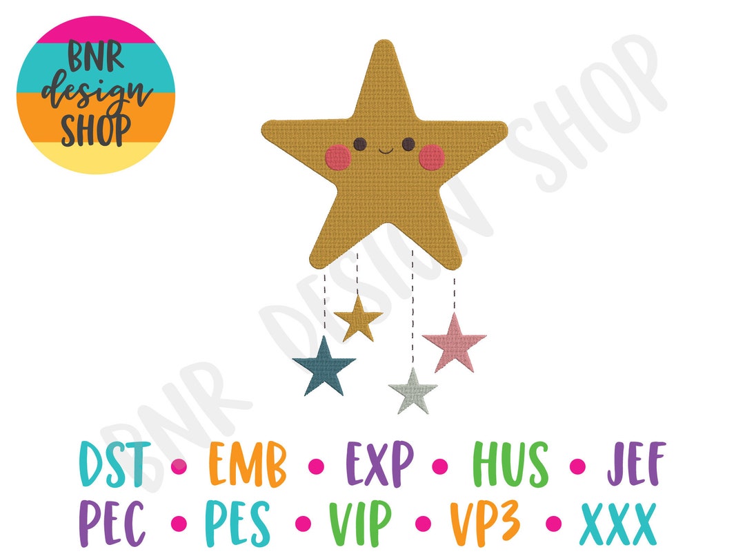 Cute Star Embroidery Design or Nursery Embroidery for Baby in 2 Sizes ...