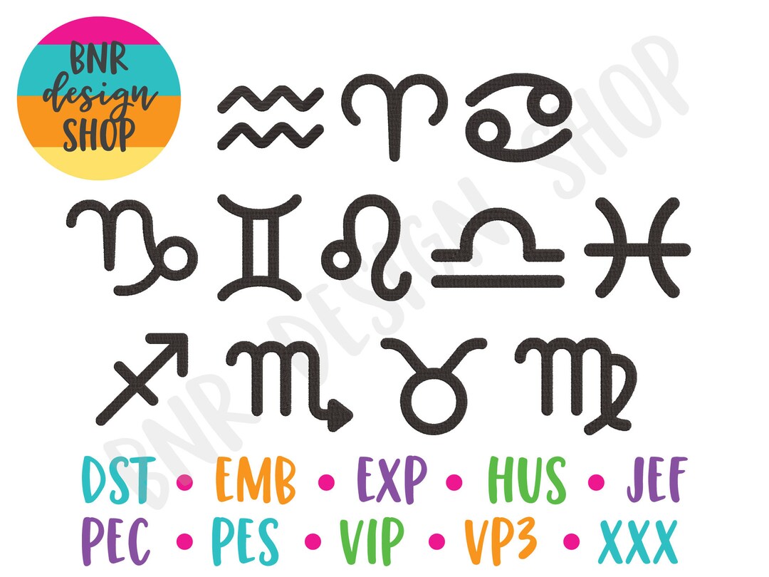 Zodiac Sign Embroidery Design Horoscope Embroidery Designs For Hats