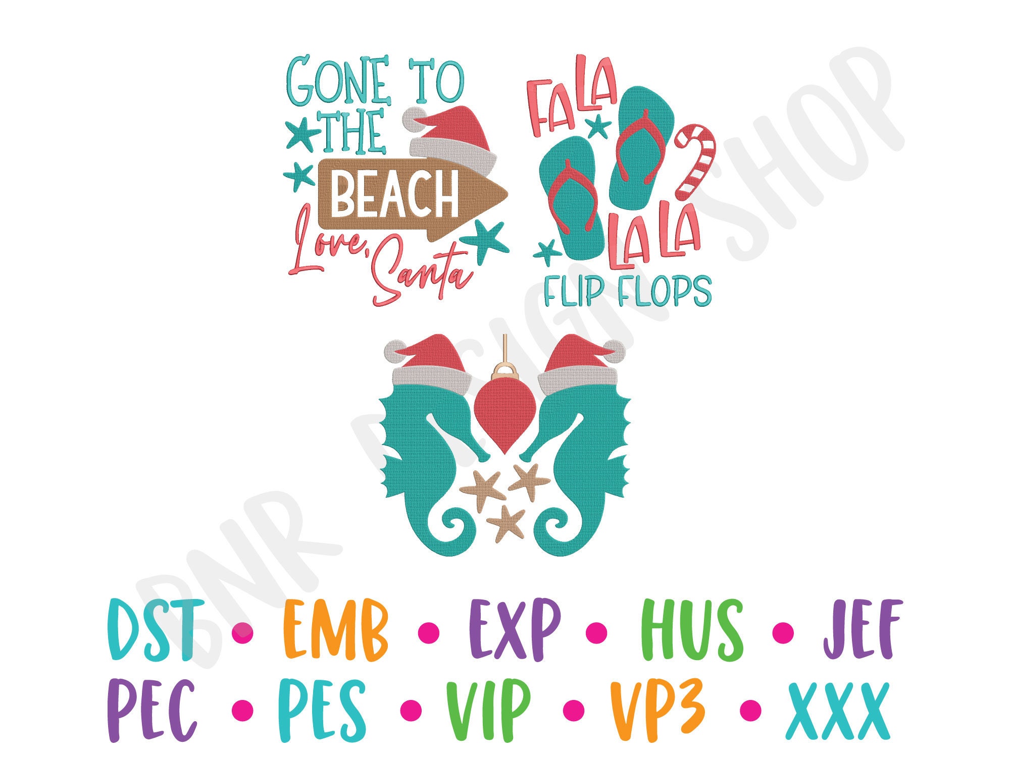 Beach Christmas Embroidery Bundle 10 Designs Christmas - Etsy