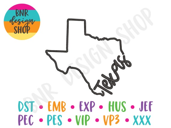 Texas Embroidery Design 3 Sizes Home Embroidery Embroidery - Etsy