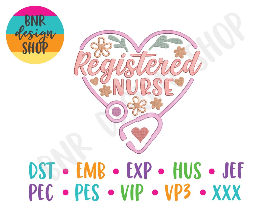 Nurse Embroidery Designs for Nurse, Registered Nurse Embroidery Design ...