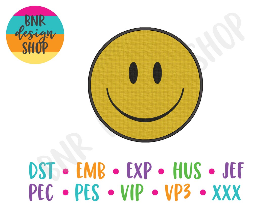Smiley Face Embroidery and Retro Embroidery in 3 Sizes 2x2, 4x4 and 5x7 ...