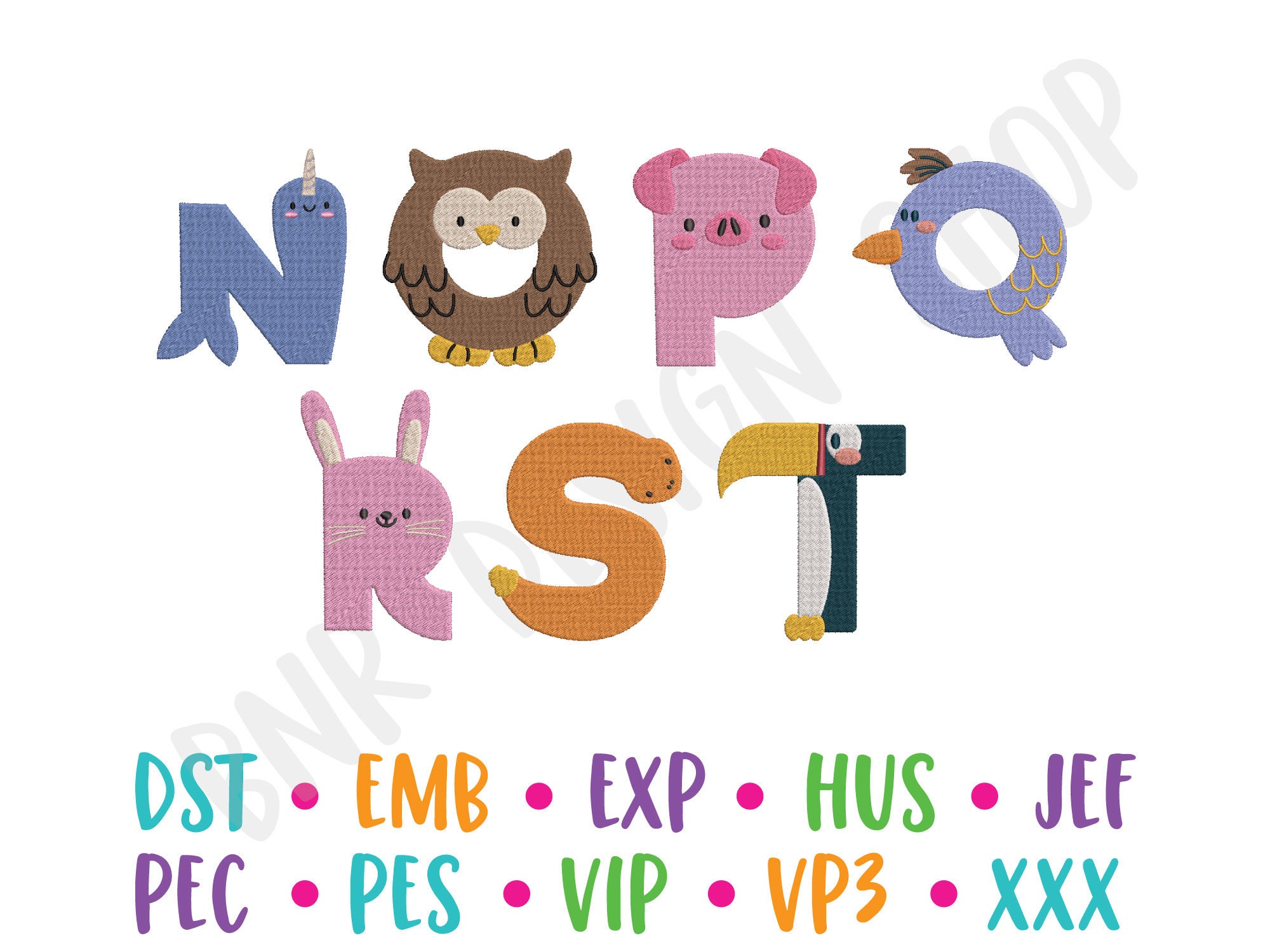 Animal Alphabet Machine Embroidery Design Bundle | Cute A-Z Animal ...