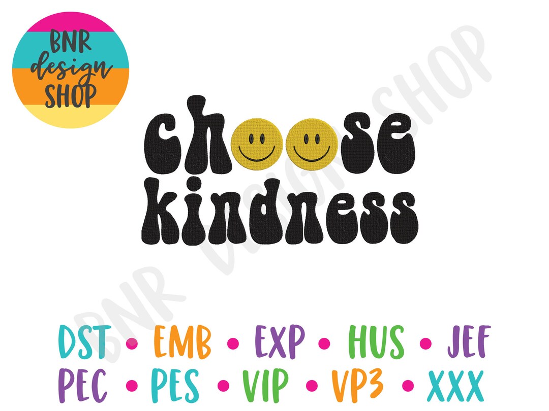 Retro Embroidery Design, Choose Kindness Retro Embroidery Design With ...