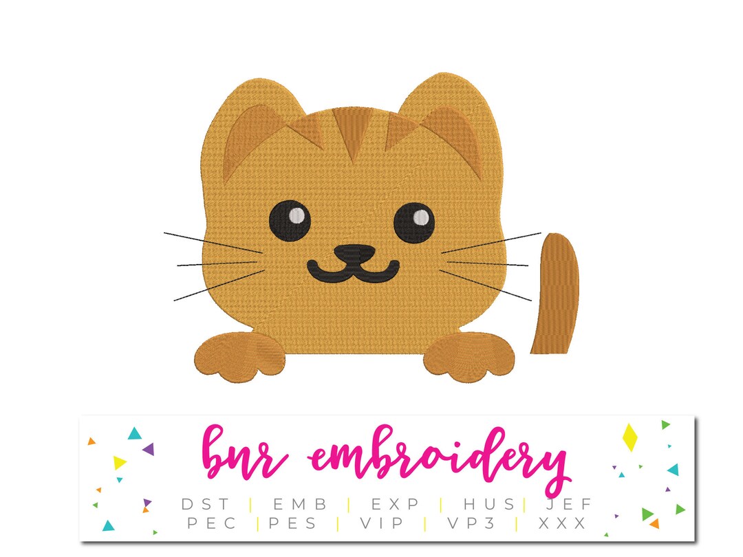 Cat Embroidery Design, Pocket Topper Embroidery Design, Animal ...