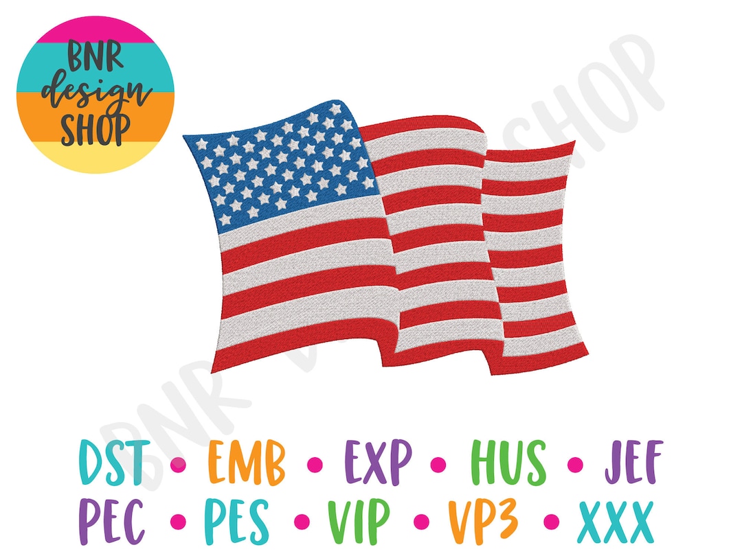 American Flag Embroidery File for Hats, 4th of July Embroidery Design ...