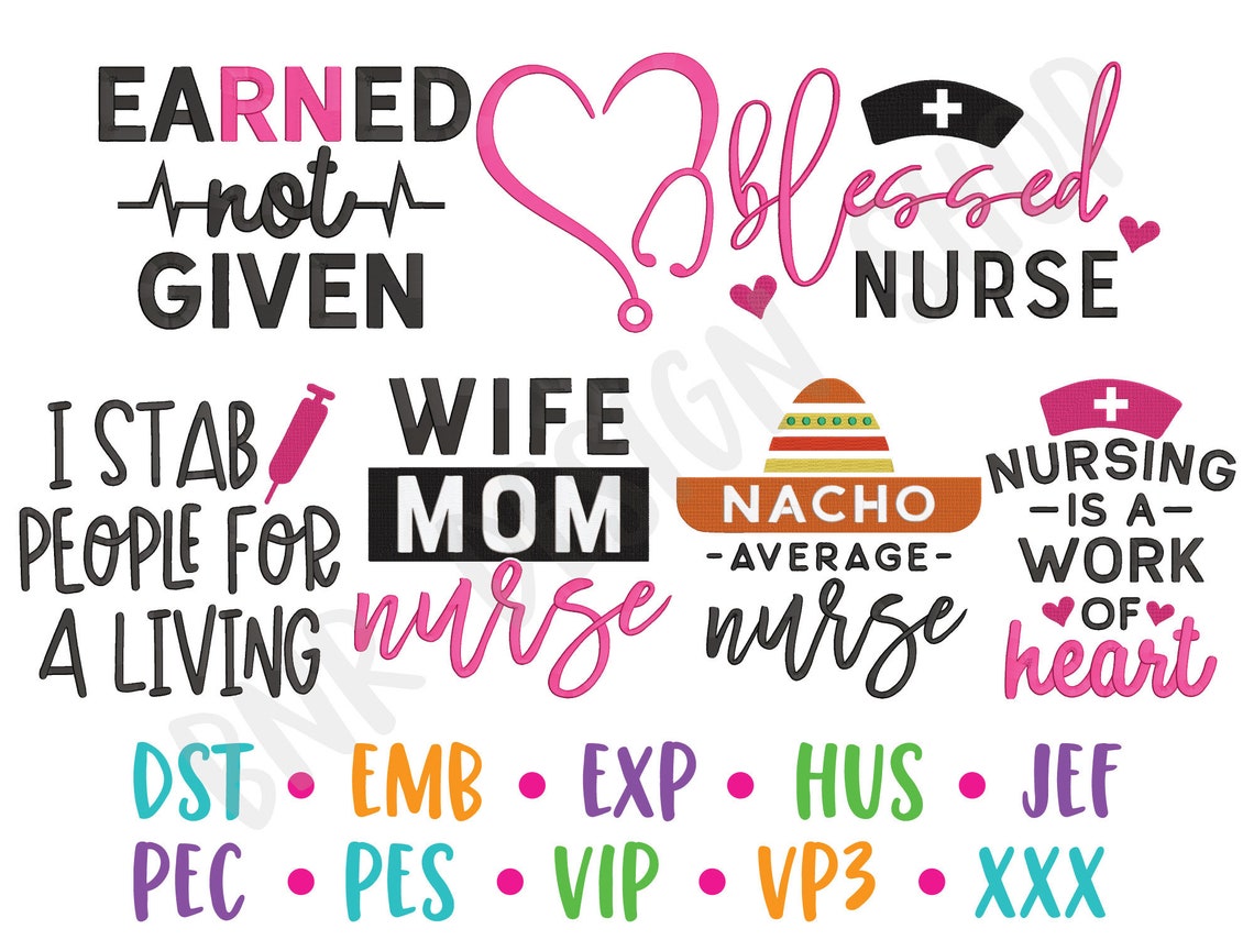 Nursing Embroidery Bundle 7 Designs Nurse Machine Embroidery - Etsy