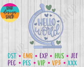 Hello World Embroidery Design | Etsy
