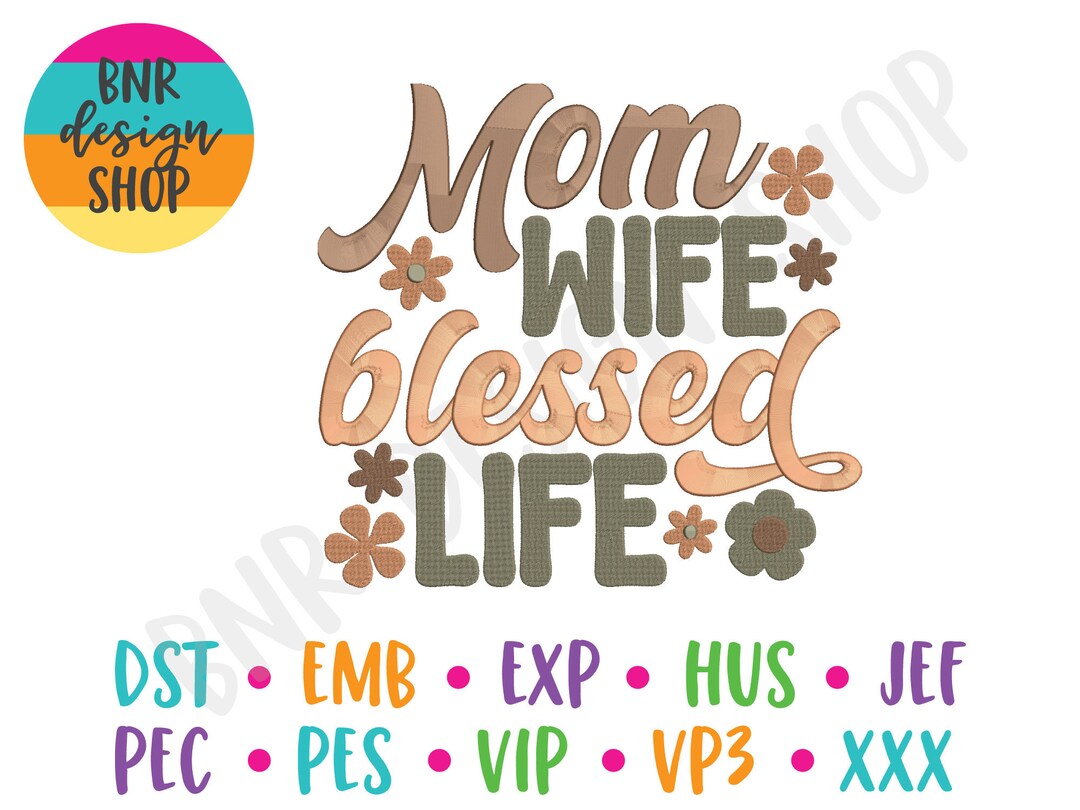 Mom Embroidery Design, 2 Sizes, Retro Embroidery Design, Embroidery ...