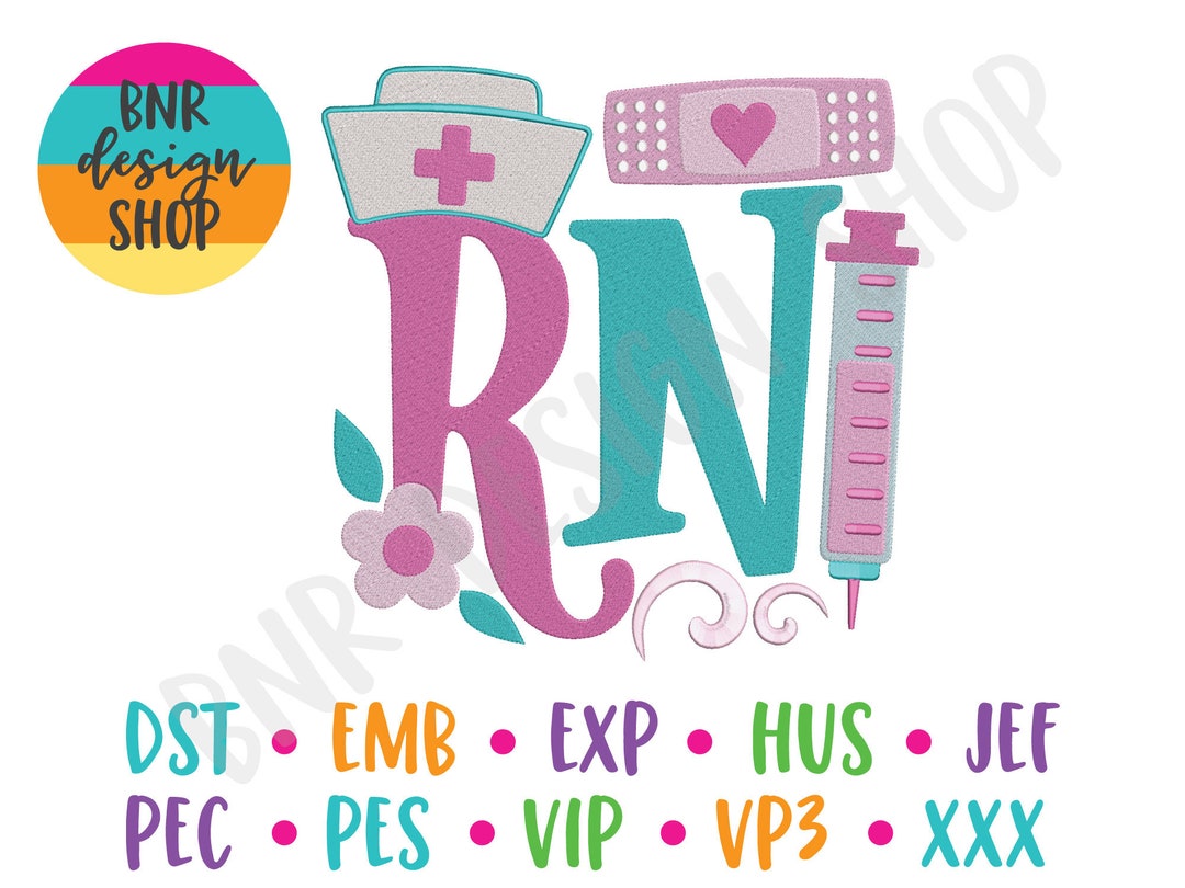 Nurse Embroidery Design, RN Embroidery Designs for Nurses, Nurse ...