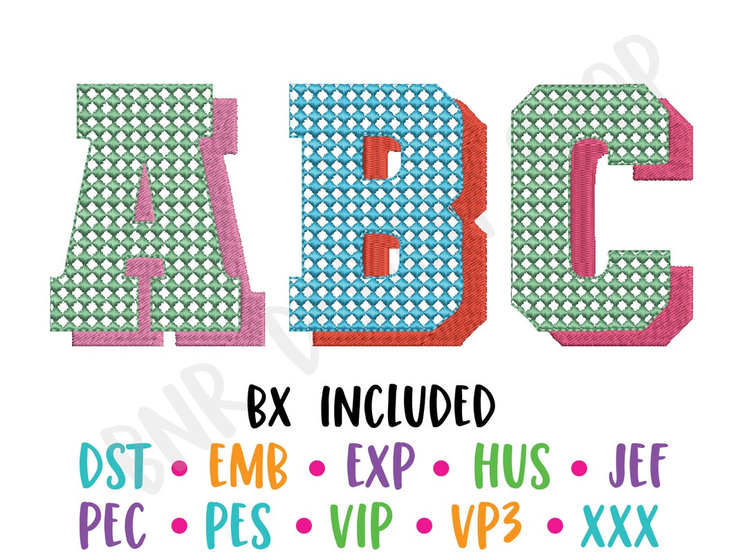 Varsity Embroidery Font Design, Athletic BX Fonts for Machine ...