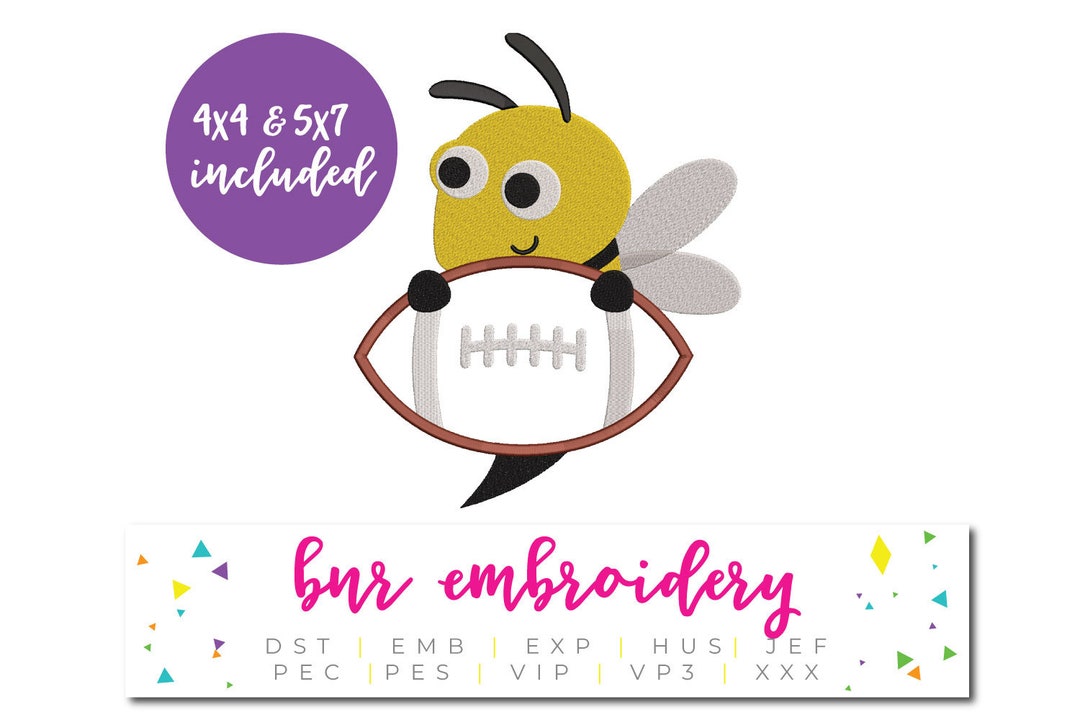 Hornet Applique Embroidery, Yellow Jacket Embroidery, Football ...