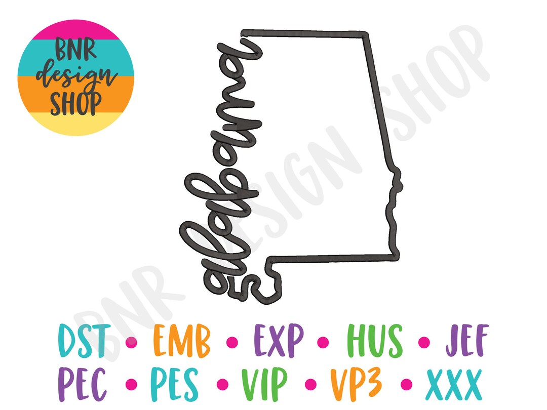Alabama Embroidery Design, 4 Sizes, Home Embroidery, Embroidery Design ...