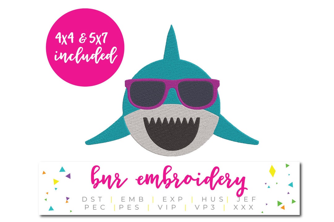 Shark Embroidery, Summer Embroidery Design, Embroidery Pattern ...