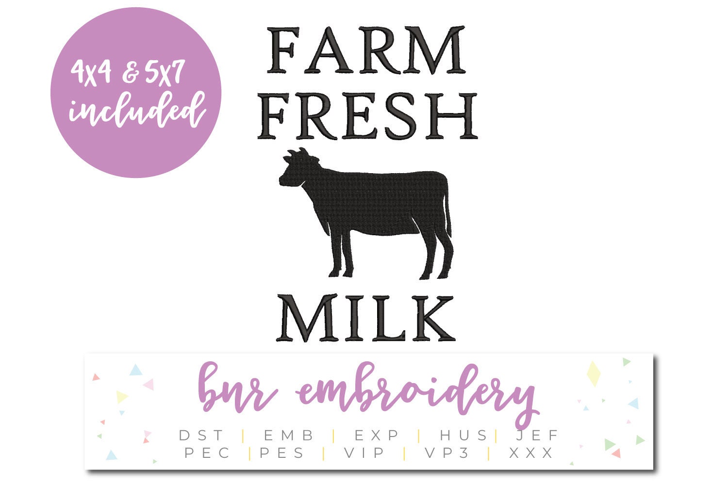 Farm Fresh Milk Machine Embroidery Design, Farmhouse Embroidery ...