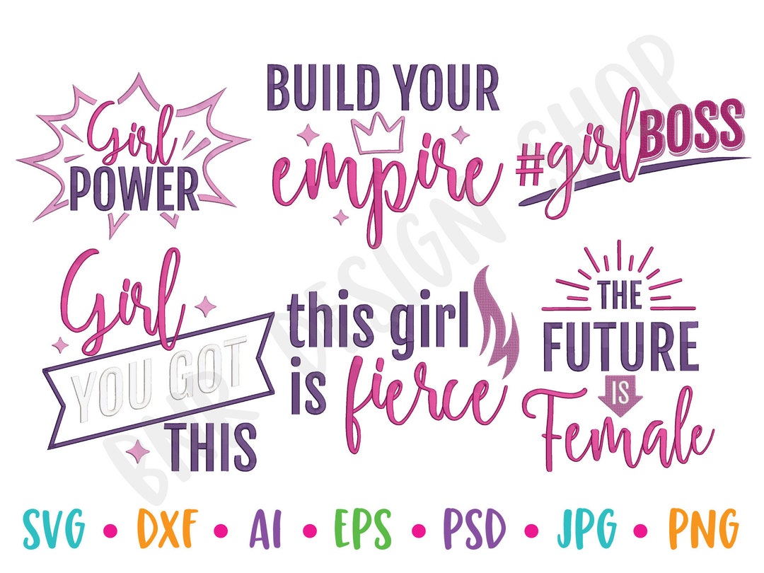 Girl Power Embroidery Designs, 6 Designs, Girl Boss Embroidery ...