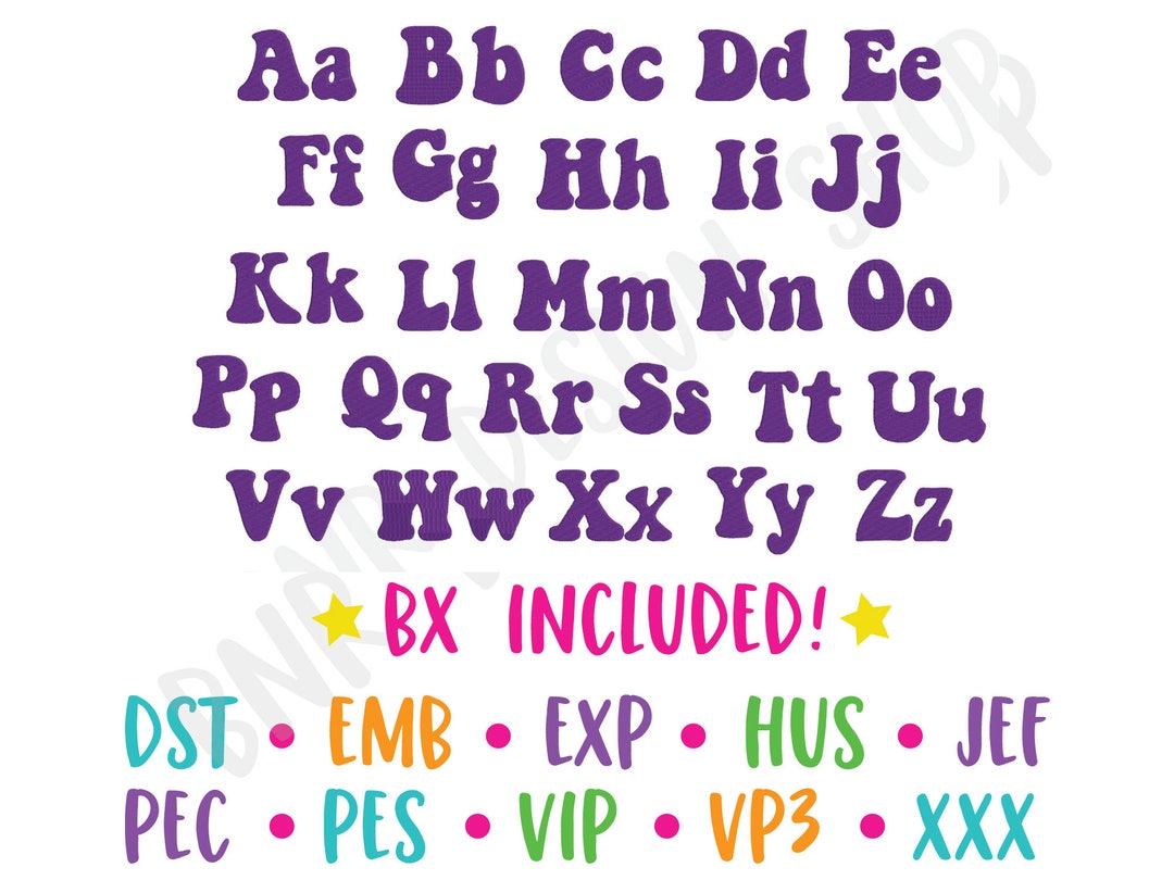 Retro Embroidery Font BX Fonts for Machine Embroidery, Retro Font for ...